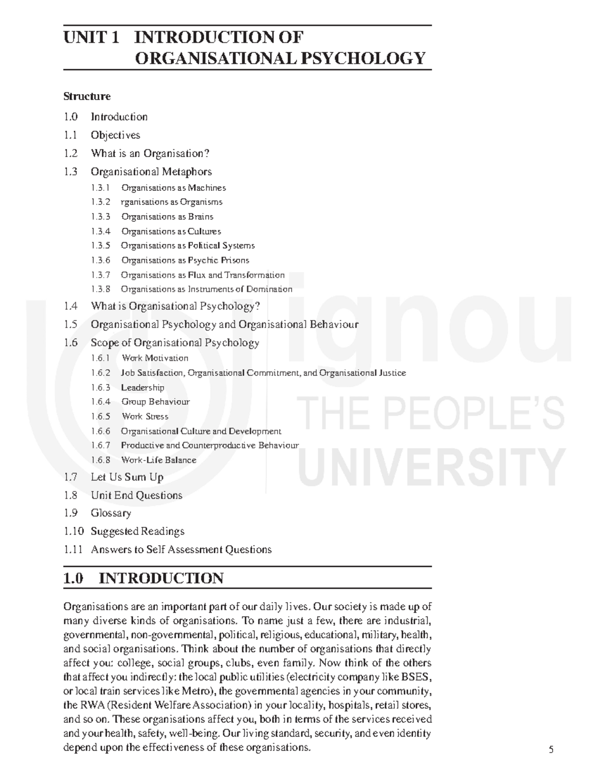 OB - organizational behaviour - Introduction of UNIT 1 INTRODUCTION OF Organisational Psychology ...