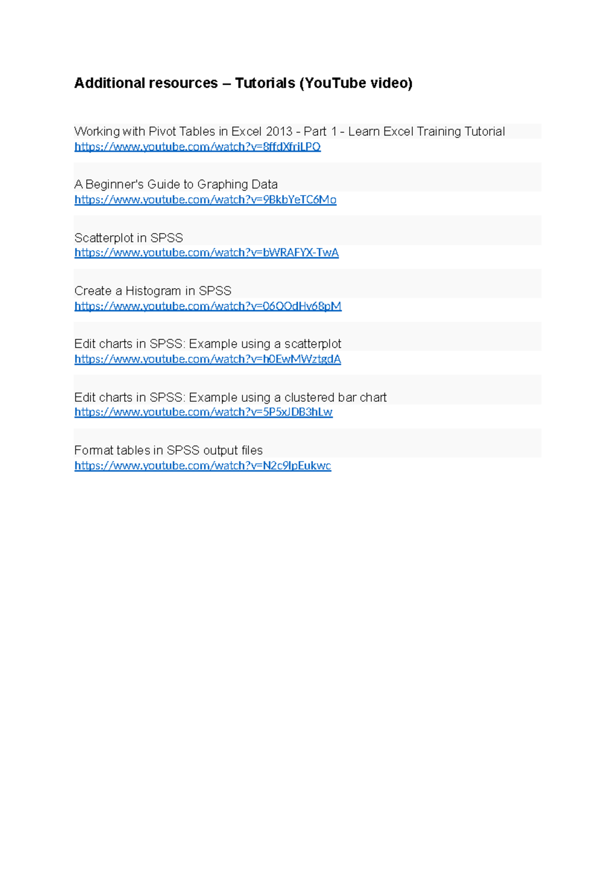 Additional resources – Tutorials (You Tube video) - Studocu