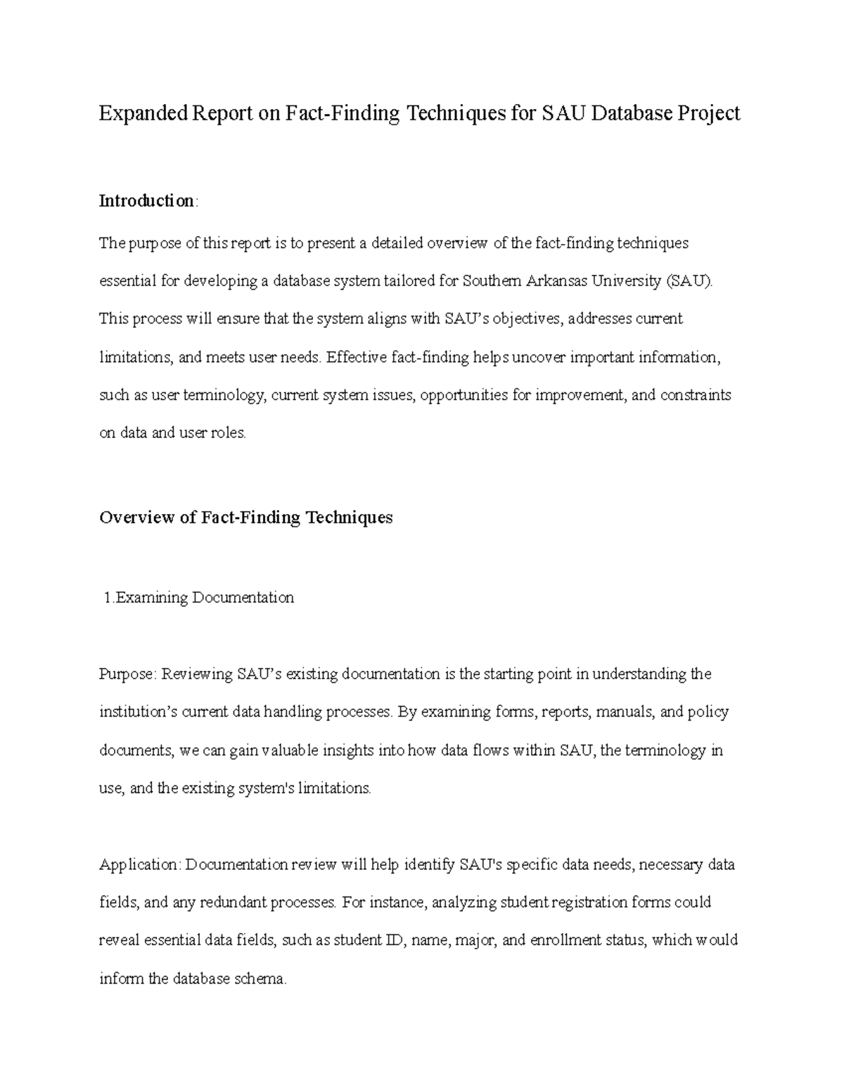 DBMS Report - check this out - Expanded Report on Fact-Finding ...