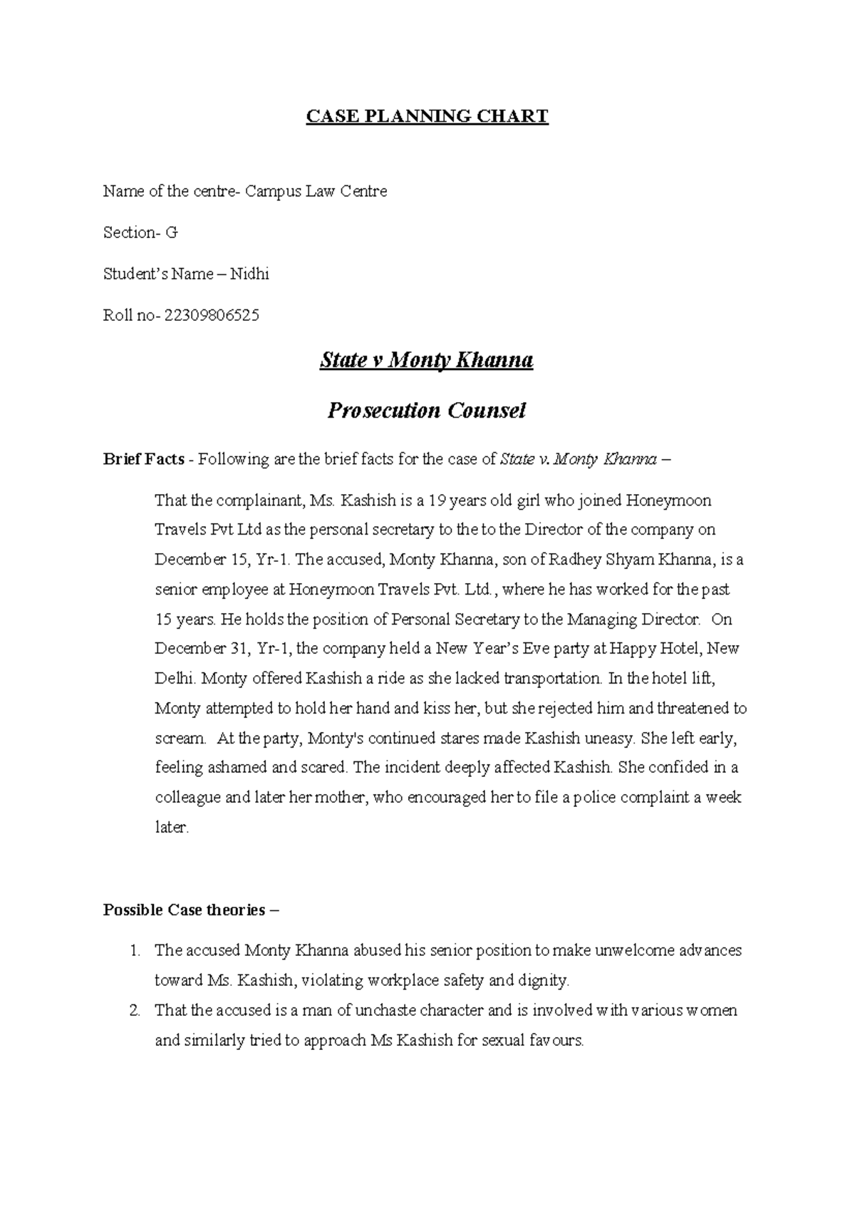 CASE Planning Chart - CASE PLANNING CHART Name of the centre- Campus ...