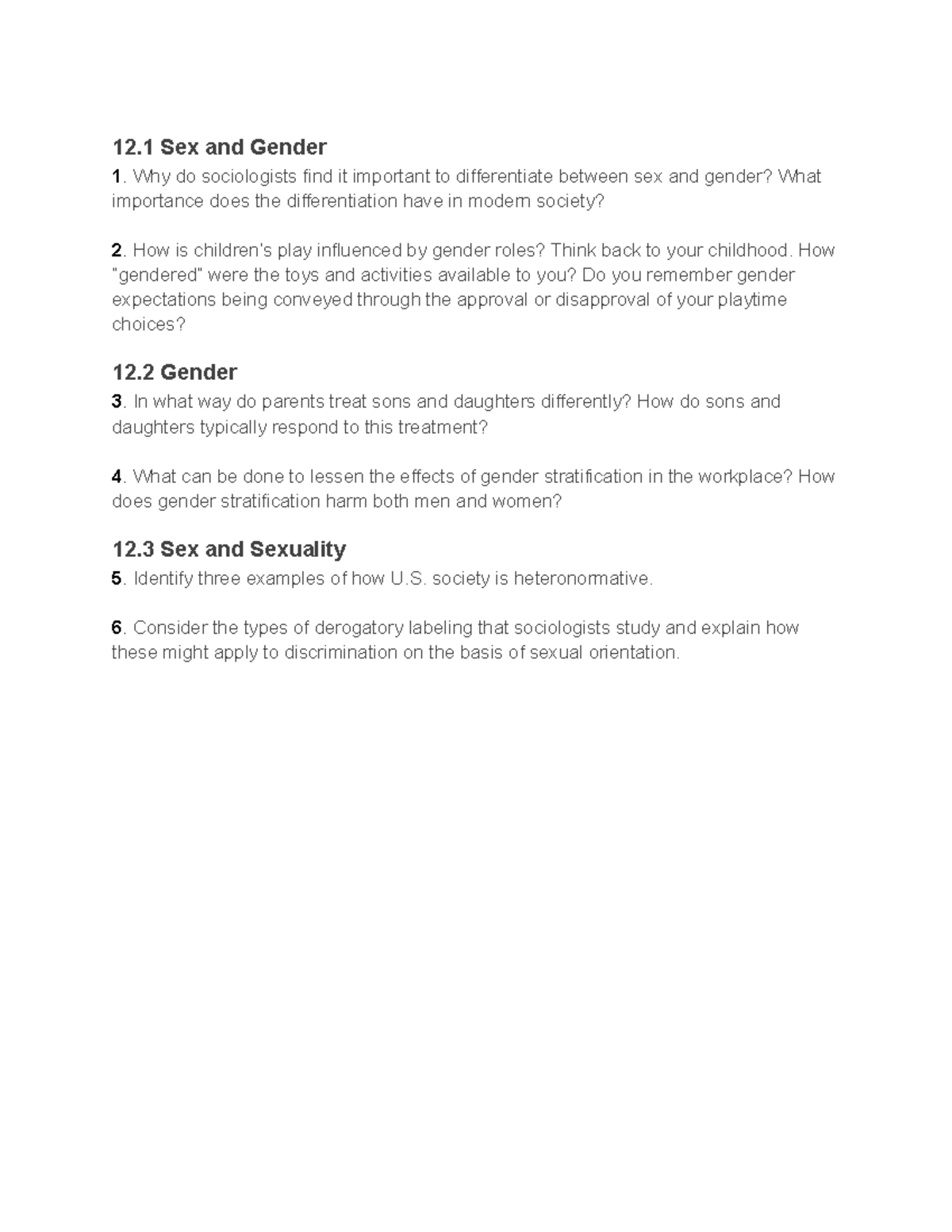 Chapters 12 Short Answer Questions Without Answers 12 Sex And Gender chapters-12-short-answer-questions-without-answers-12-sex-and-gender