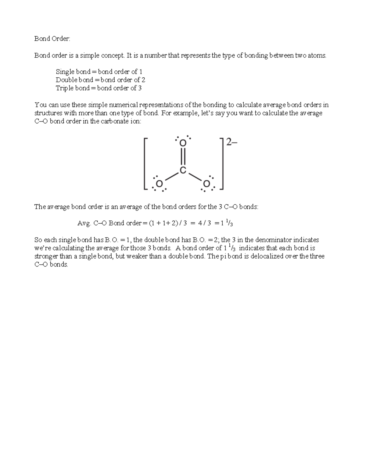 Bond Order - Notes - CHEM 1311 - UT Dallas - Studocu