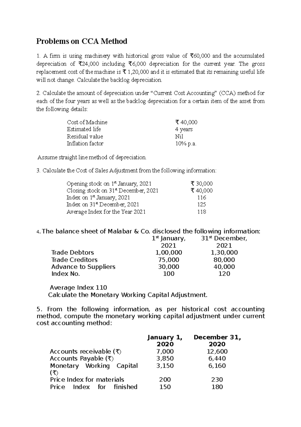 Problems on CCA Method - nothing - Problems on CCA Method A firm is ...
