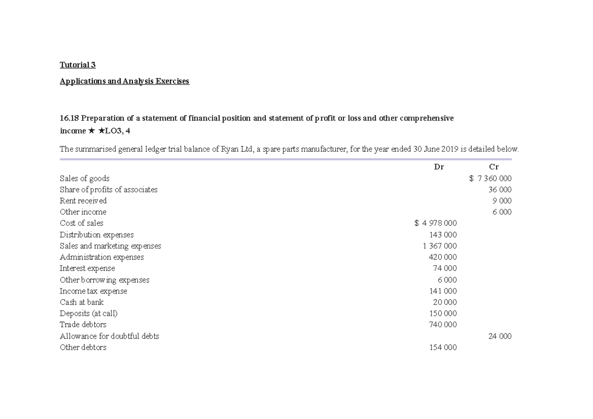 Tutorial 3 Question - Exercise - Applications and Analysis Exercises ...