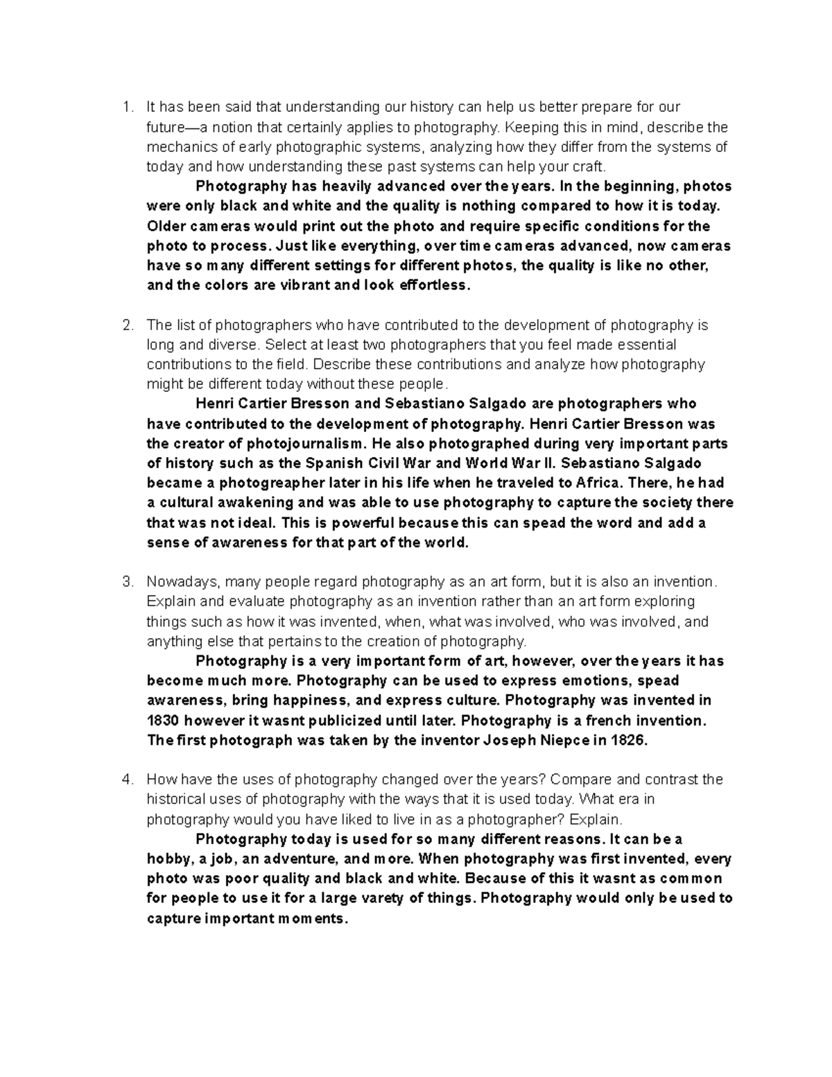 Unit 3 Critical Thinking Questions - It has been said that ...