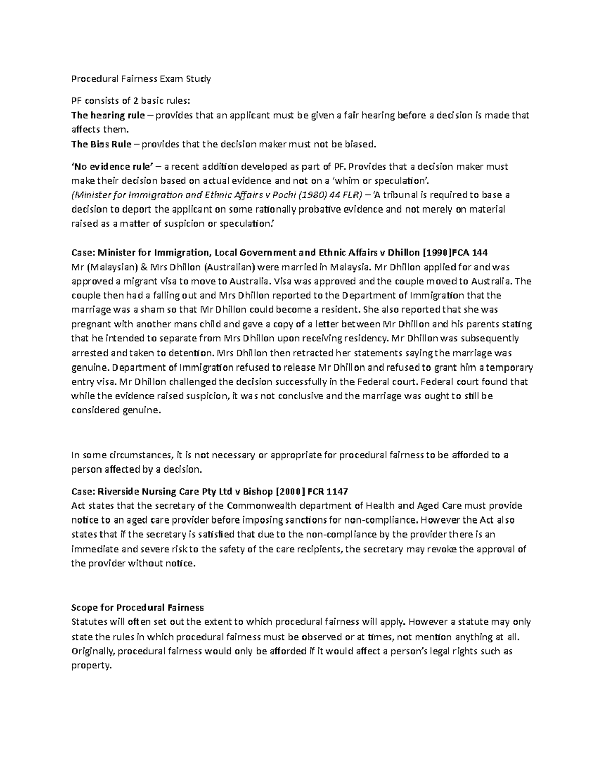 Procedural Fairness Case Studies - Procedural Fairness Exam Study PF ...