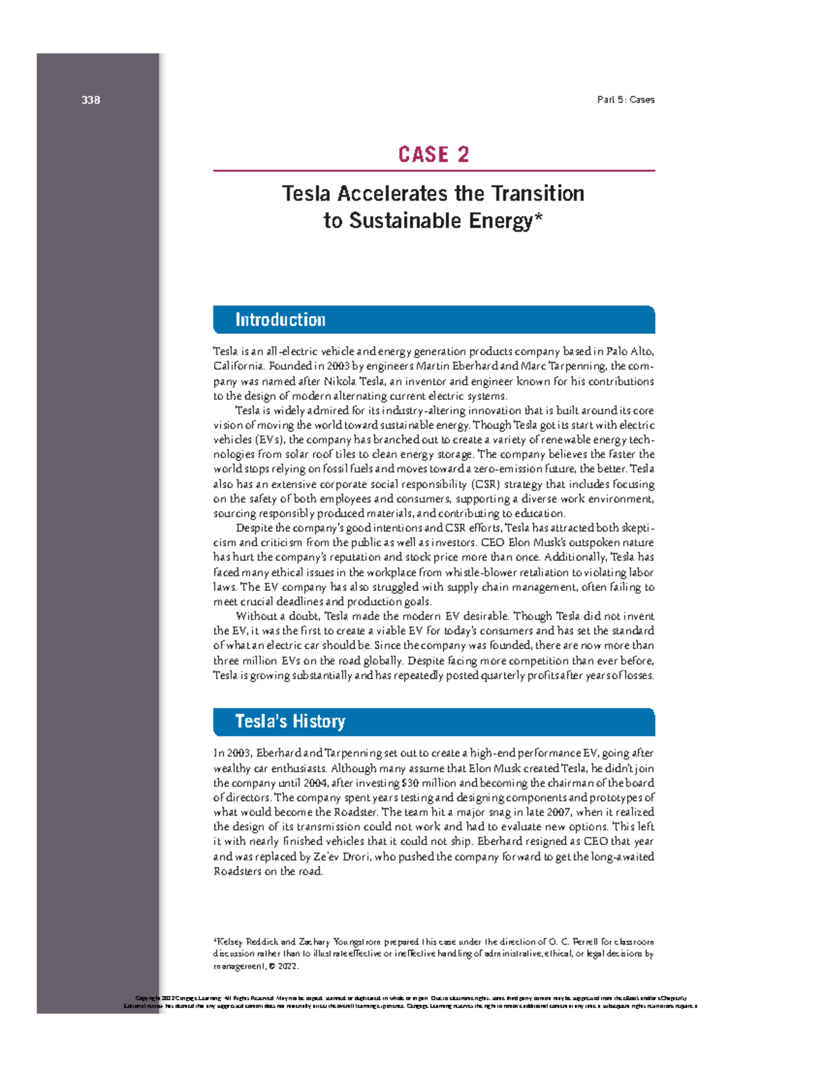 Case 2 - Tesla - n/a - Part 5: Cases CASE 2 Tesla Accelerates the ...