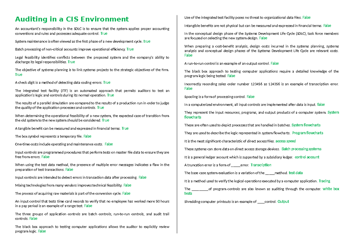 Auditing in a CIS Environment - True System maintenance is often viewed as the first phase of a ...