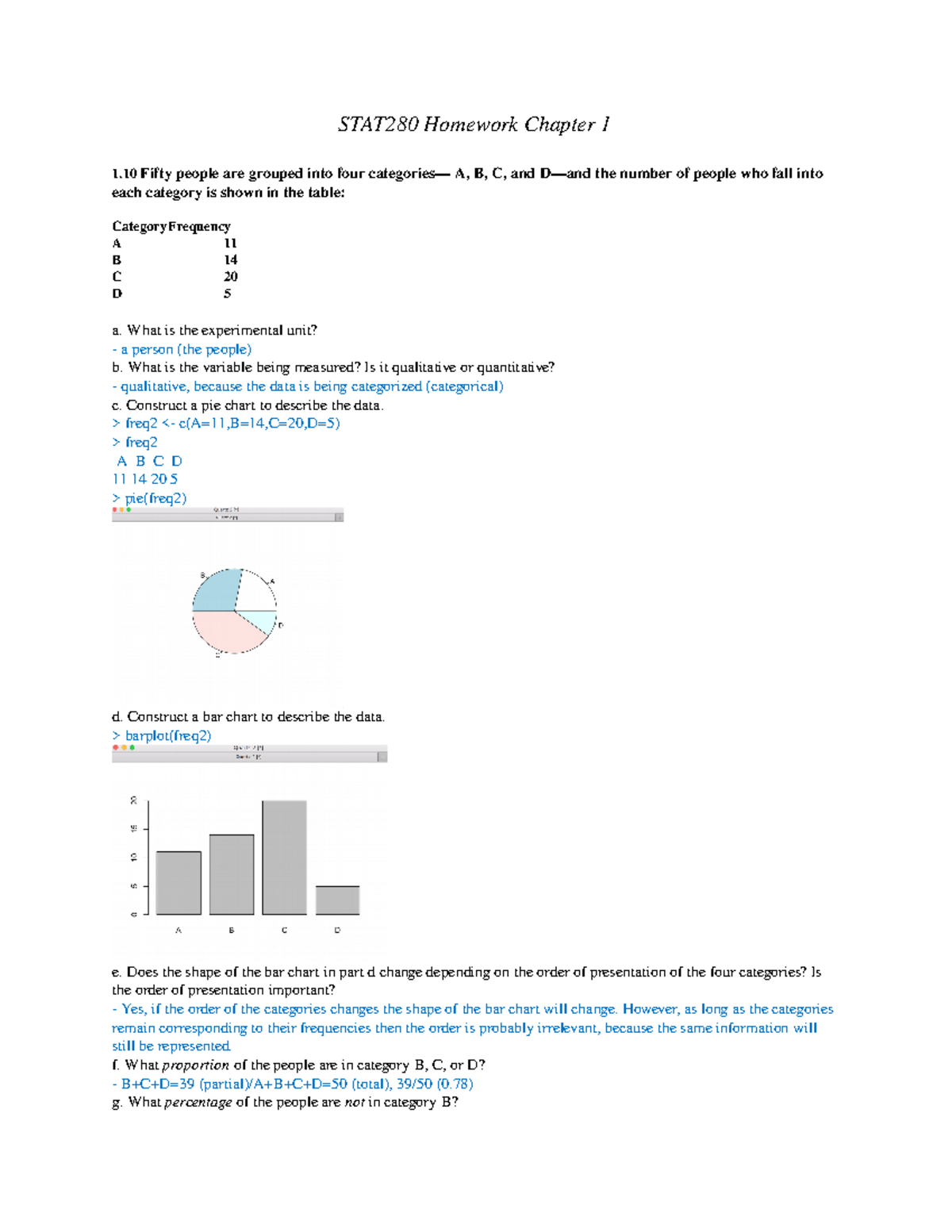 STAT280 Homework Chapter 1 - Studocu