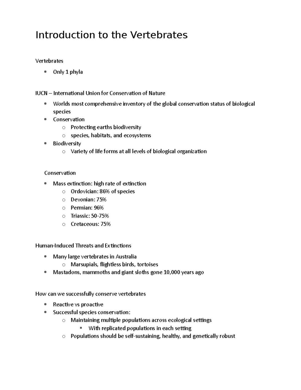 Introduction to the Vertebrates - Lecture 16 - Introduction to the ...