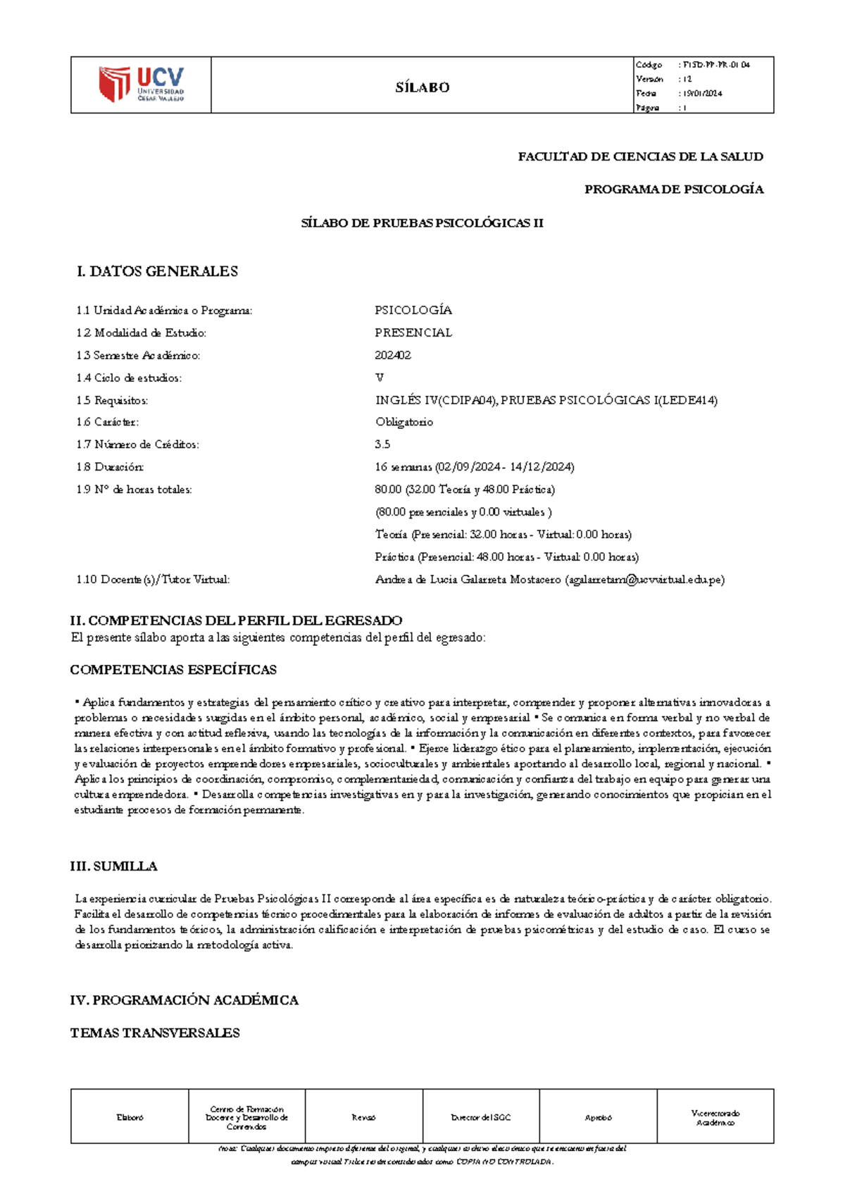 Silabo - asfdf - FACULTAD DE CIENCIAS DE LA SALUD PROGRAMA DE ...