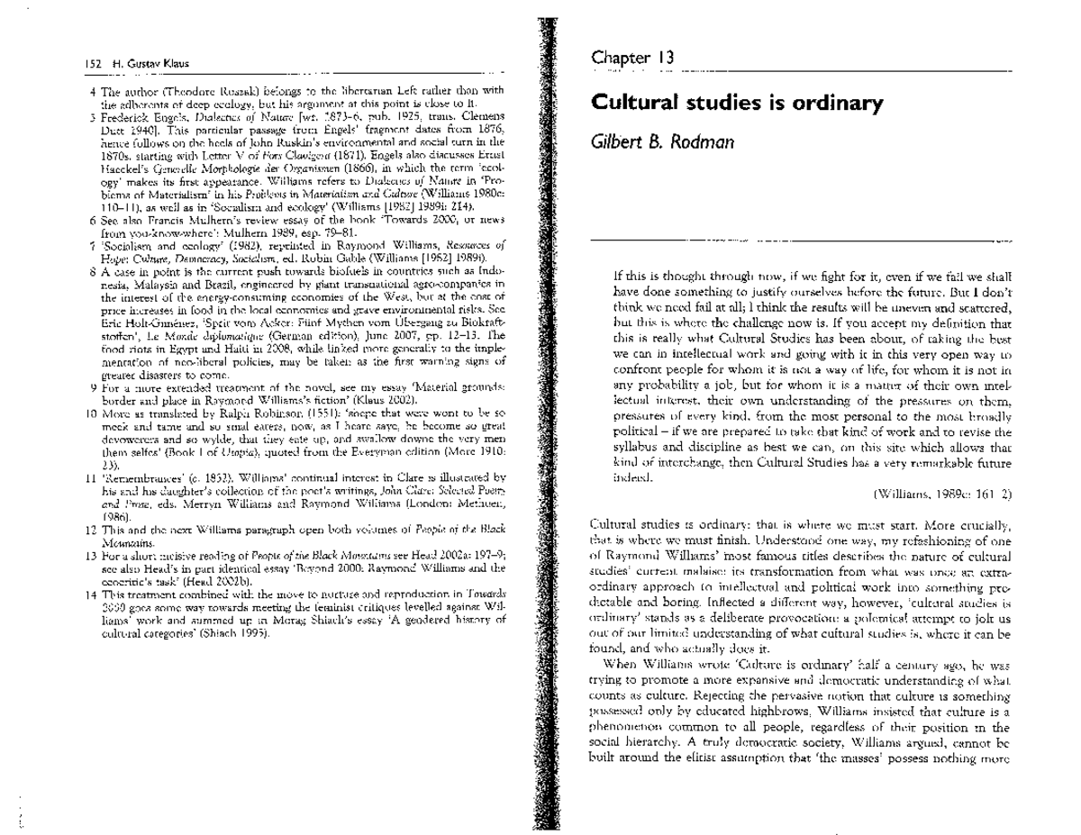 Culture Studies is ordinary - Gilbert B. Rodman - 152 H. Gustav Klaus 4 ...