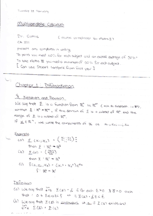 MATH2021 - Multivariable Calculus exam preparation - MATH2021 - Studocu