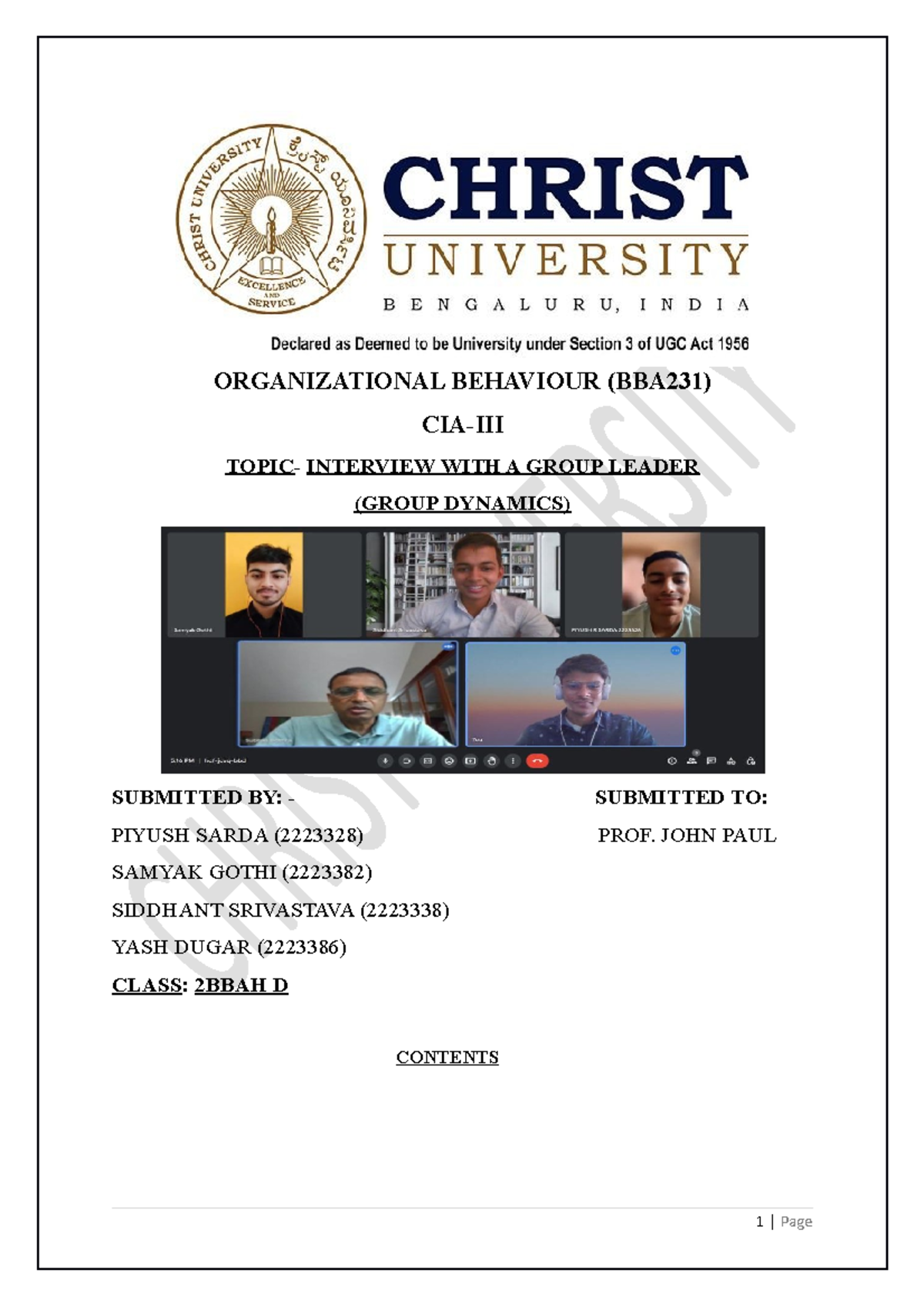 Ob cia finall - fasdfas - ORGANIZATIONAL BEHAVIOUR (BBA231) CIA-III ...