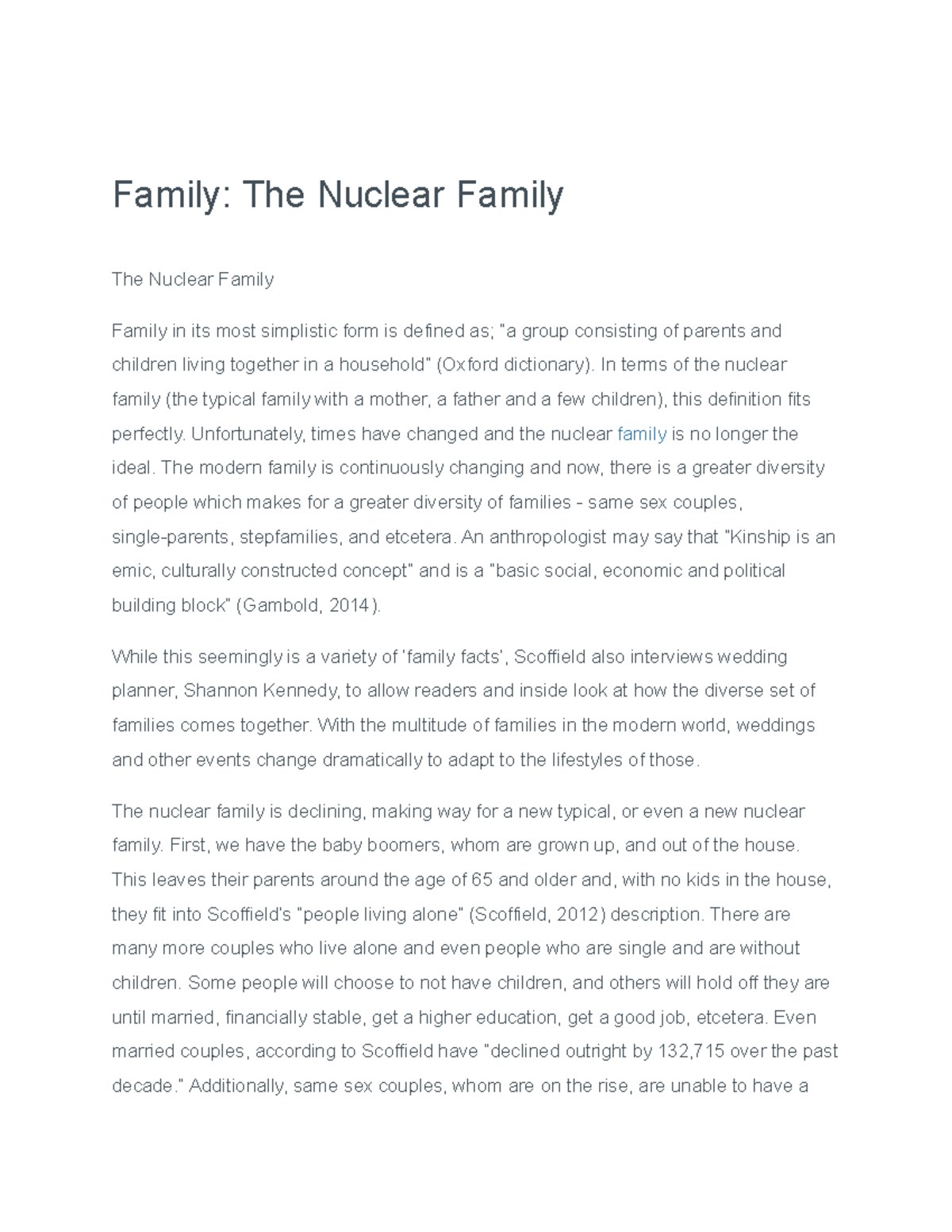 Family - Grade: A+ - Family: The Nuclear Family The Nuclear Family ...