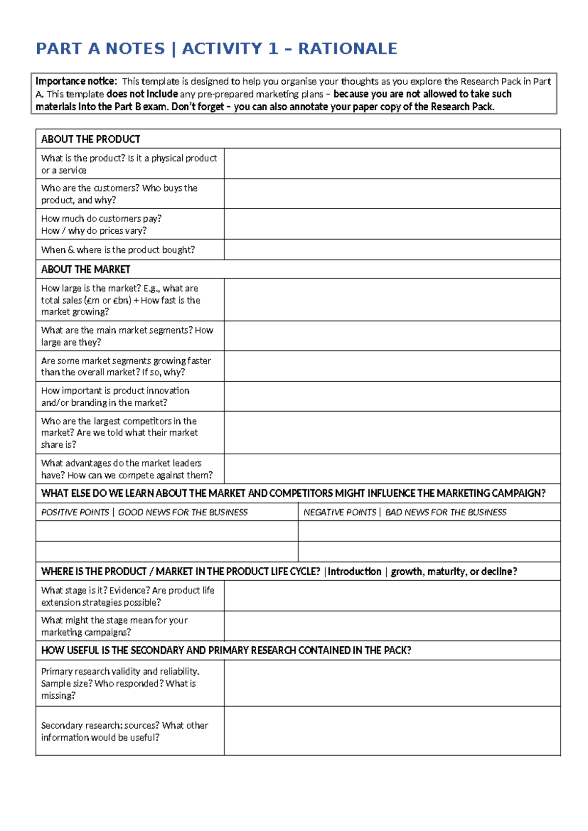 Unit 2 Research Pack A4 Notes Template - PART A NOTES | ACTIVITY 1 ...