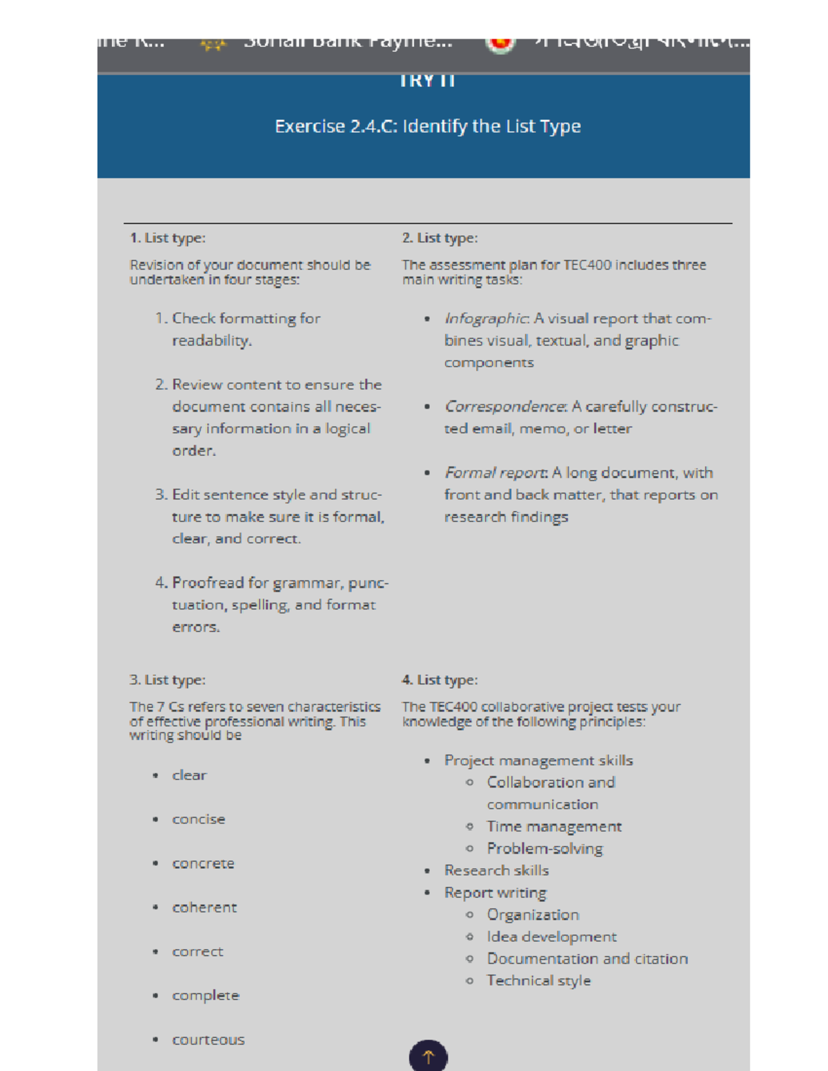 List - Types of lists - ENGL-250 - Studocu