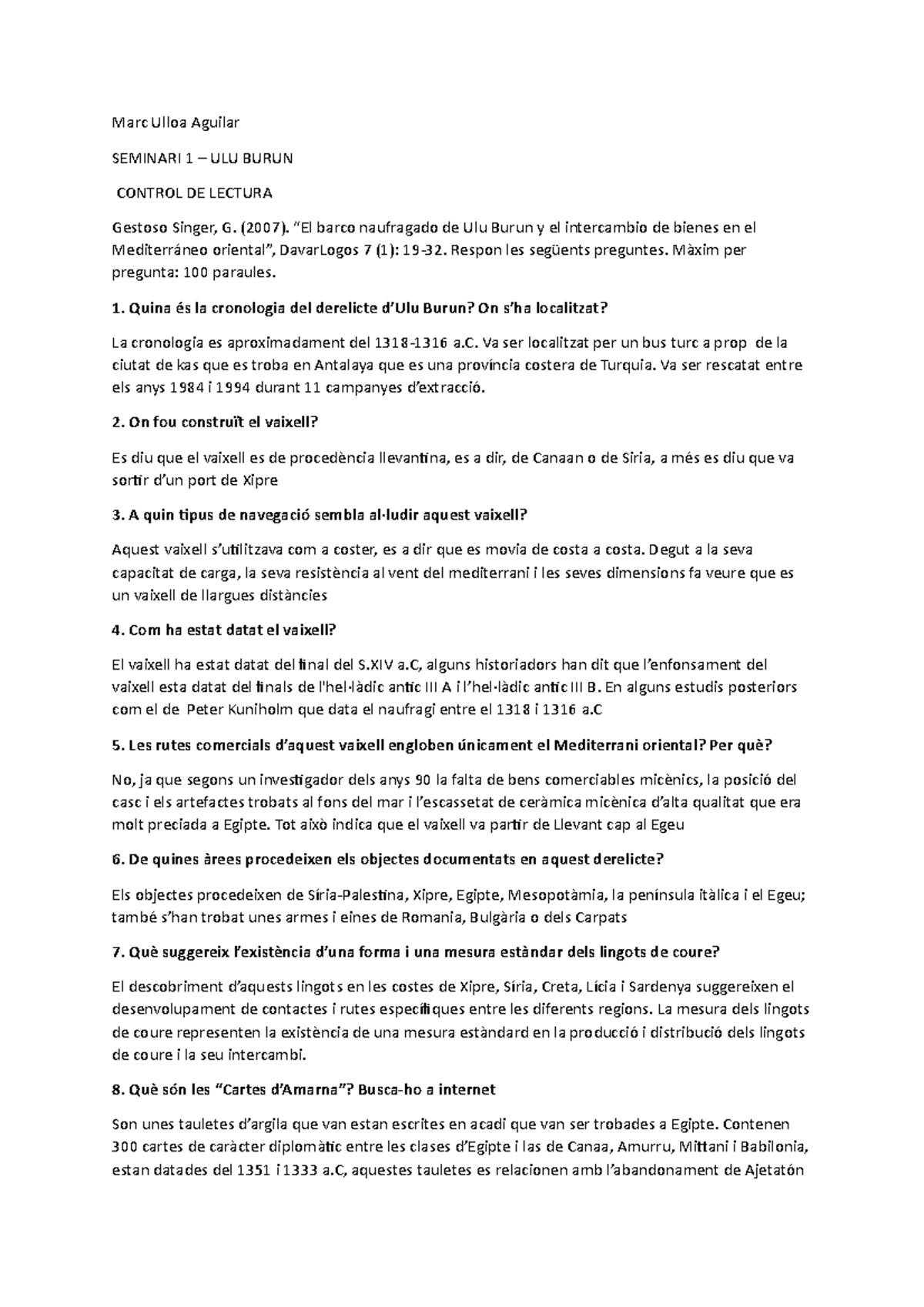 Historia antiga - trabajo Ulu Burun - Marc Ulloa Aguilar SEMINARI 1 ...