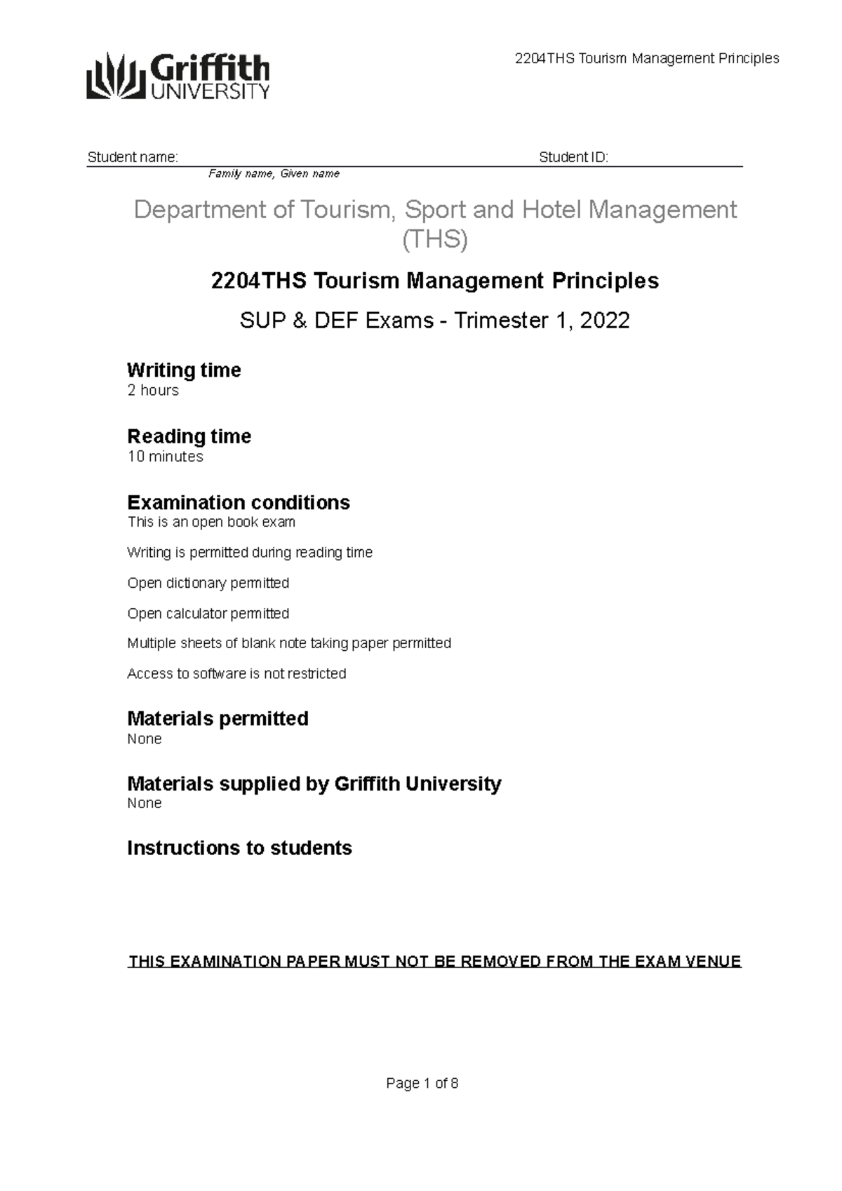 Aaa - aaaa - Student name: Student ID: Family name, Given name ...