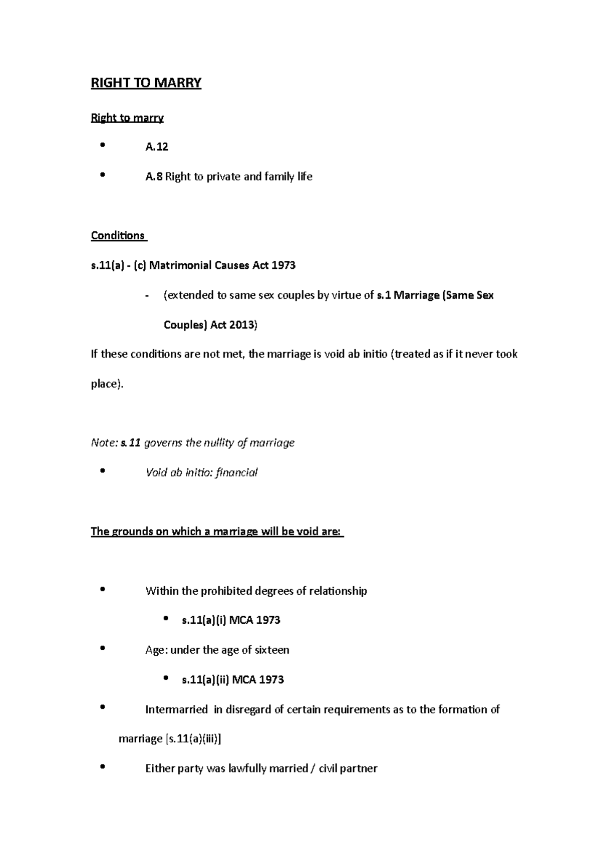 S- Right to marry - RIGHT TO MARRY Right to marry A A Right to private ...