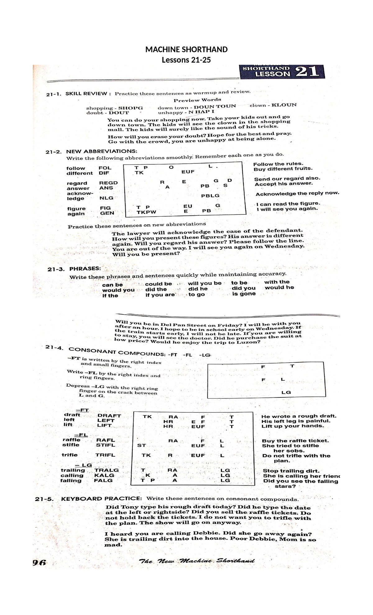OFAD 30133 Copy Machine Shorthand Lessons 21 25 - Office Administration ...