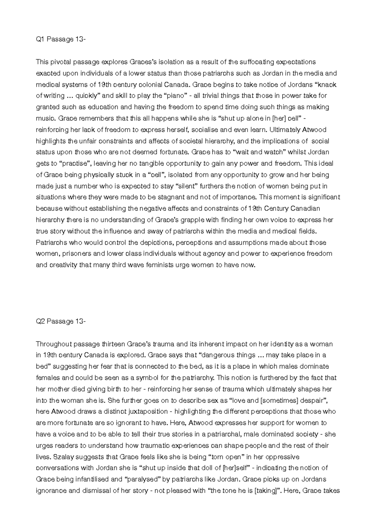 Passage 13 Practise SAC - Q1 Passage 13- This pivotal passage explores ...