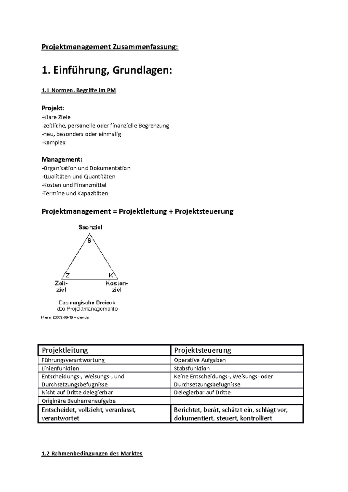 Ausführliche Skript- und Klausurzusammenfassung Projektmanagement i - Projektmanagement - Studocu