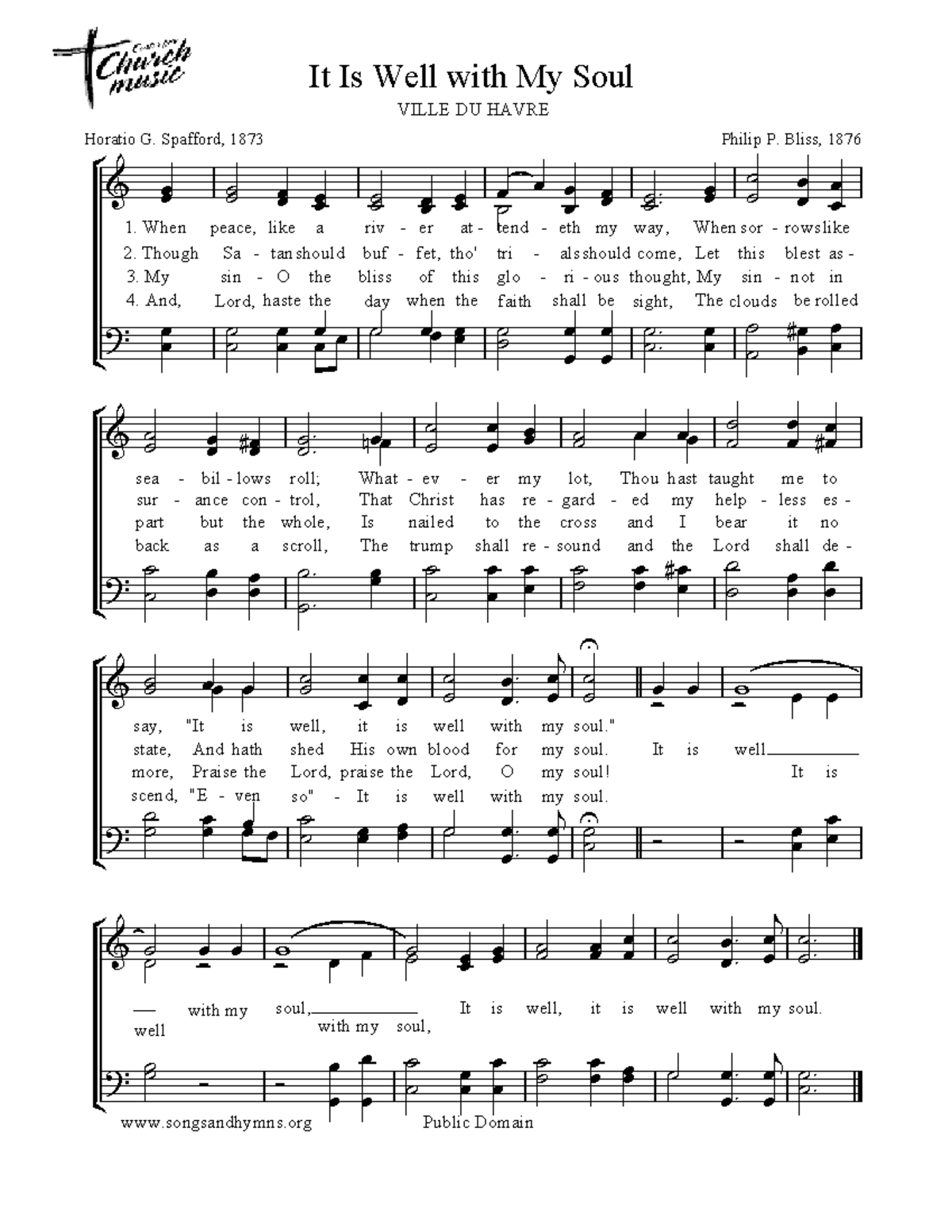 It Is Well With My Soul 1 - reform music - VILLE DU HAVRE Horatio G ...