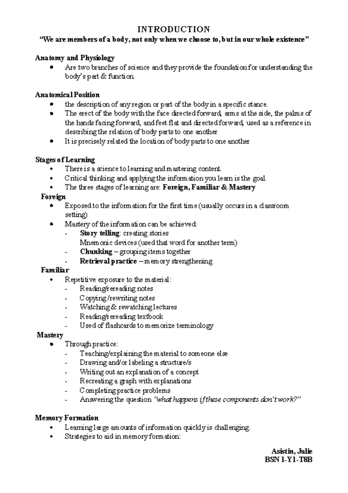 1 Anaphy Reviewer - INTRODUCTION “We are members of a body, not only ...