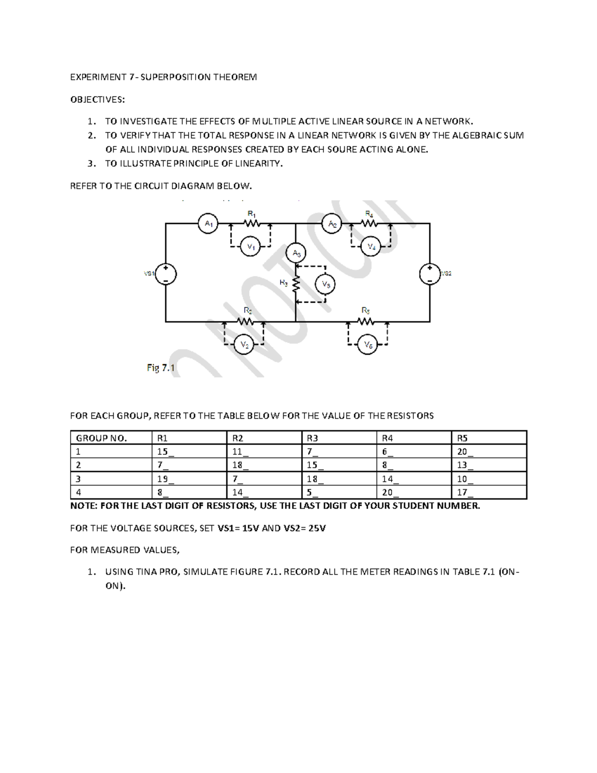 Experiment 7 Procedure for Module 2 and 3 - EXPERIMENT 7- SUPERPOSITION ...