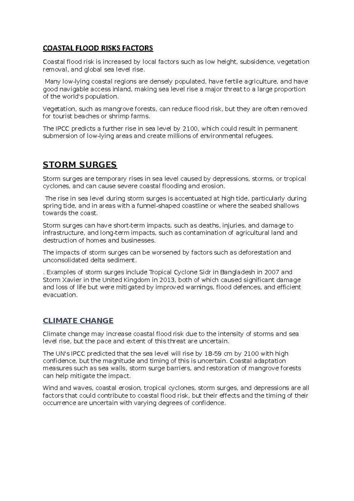 Hello Storm Surges - A level revision - COASTAL FLOOD RISKS FACTORS ...
