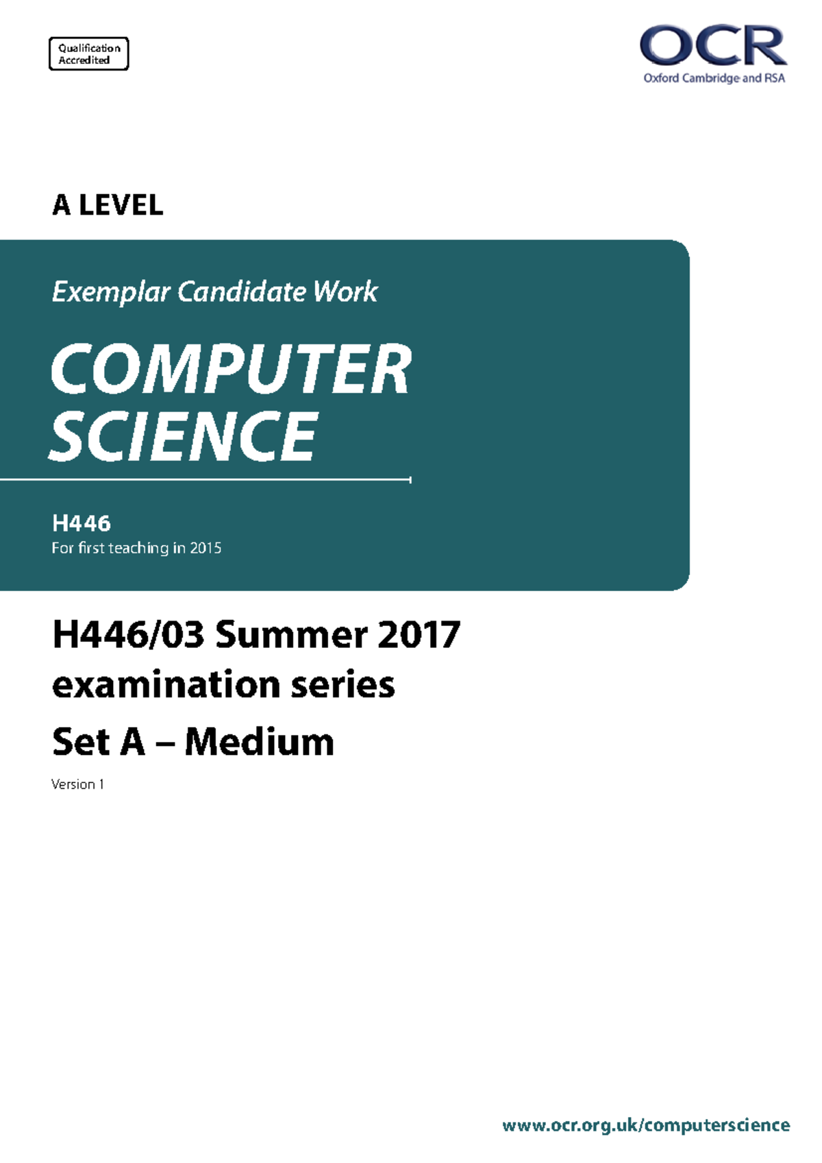 computing Programming Project examplar - Qualification Accredited ocr.org/computerscience A ...