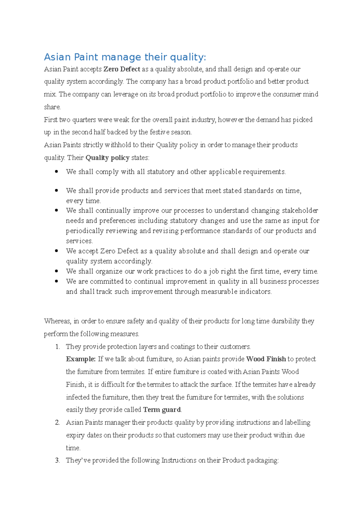 Introduction to Asian Paints-4 - Asian Paint manage their quality ...