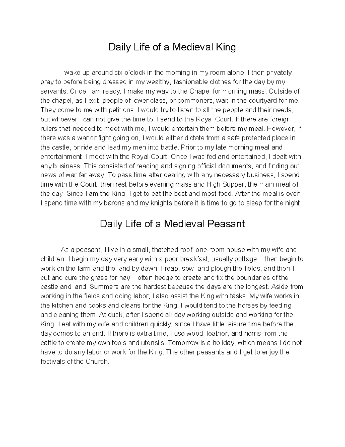 ID 122 - Medieval Journals-2 - Daily Life of a Medieval King I wake up ...