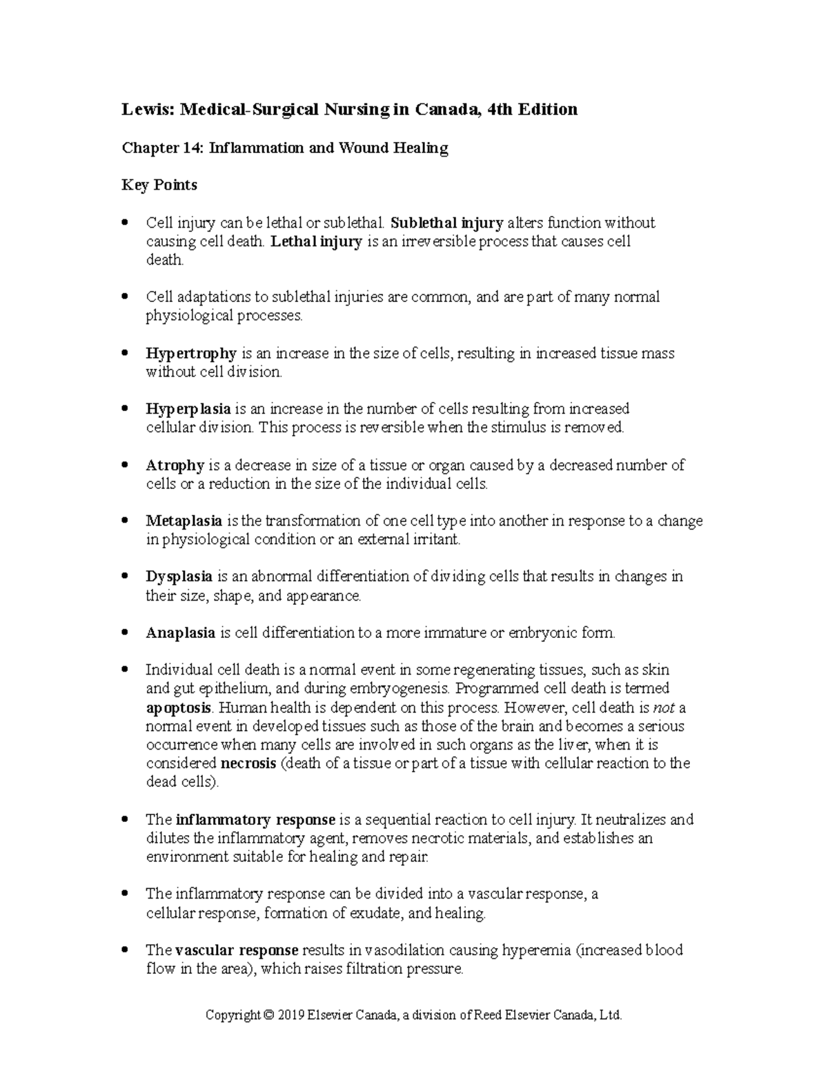 Chapter 014 - Inflammation and Wound Healing - Copyright © 2019 Elsevier Canada, a division of ...