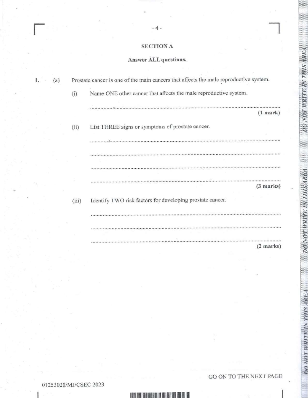 2023 - Past paper questions - biology - Studocu