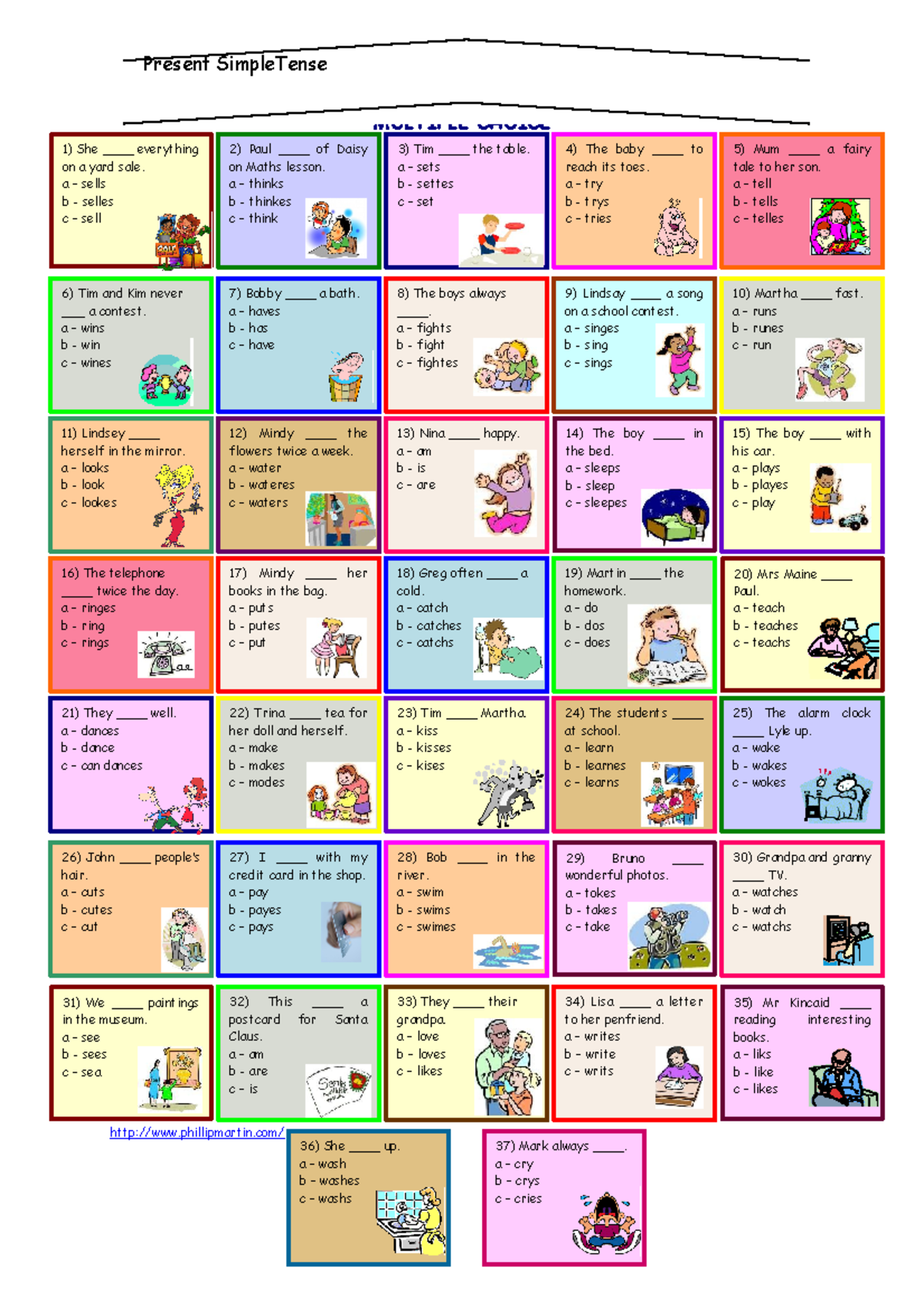 Present simple tense multiple choice exercise - MULTIPLE CHOICE ...