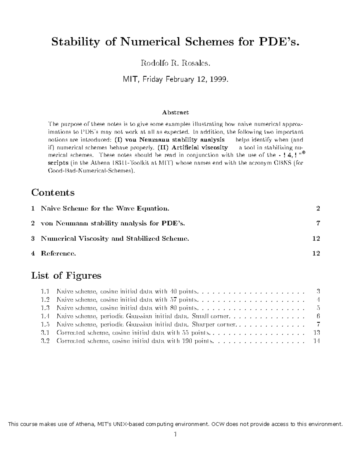 StabStability of Numerical Schemes for PDEs (PDF) - Stability of Numeri ...