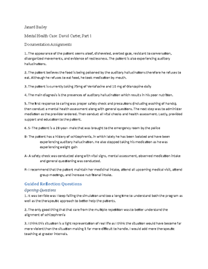 David Carter part 2 VSIM Psych - vSim for Mental Health Case: David ...