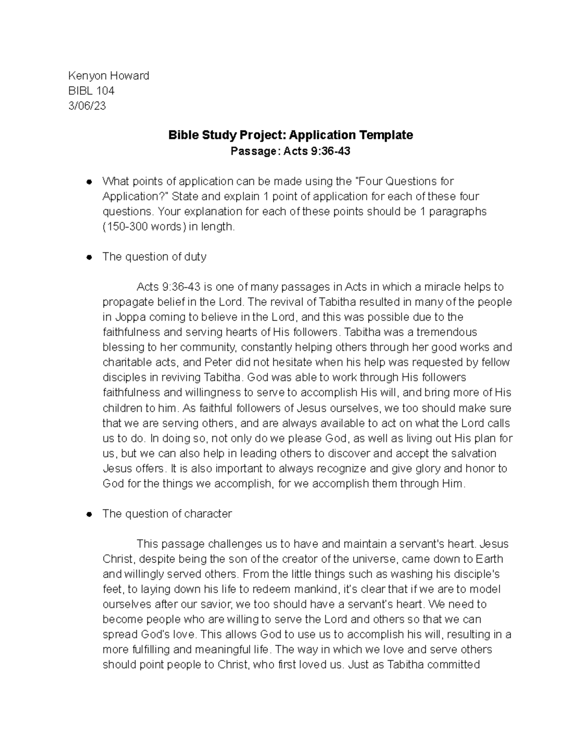 Bible Study Project Application Template - Kenyon Howard BIBL 104 3/06 ...