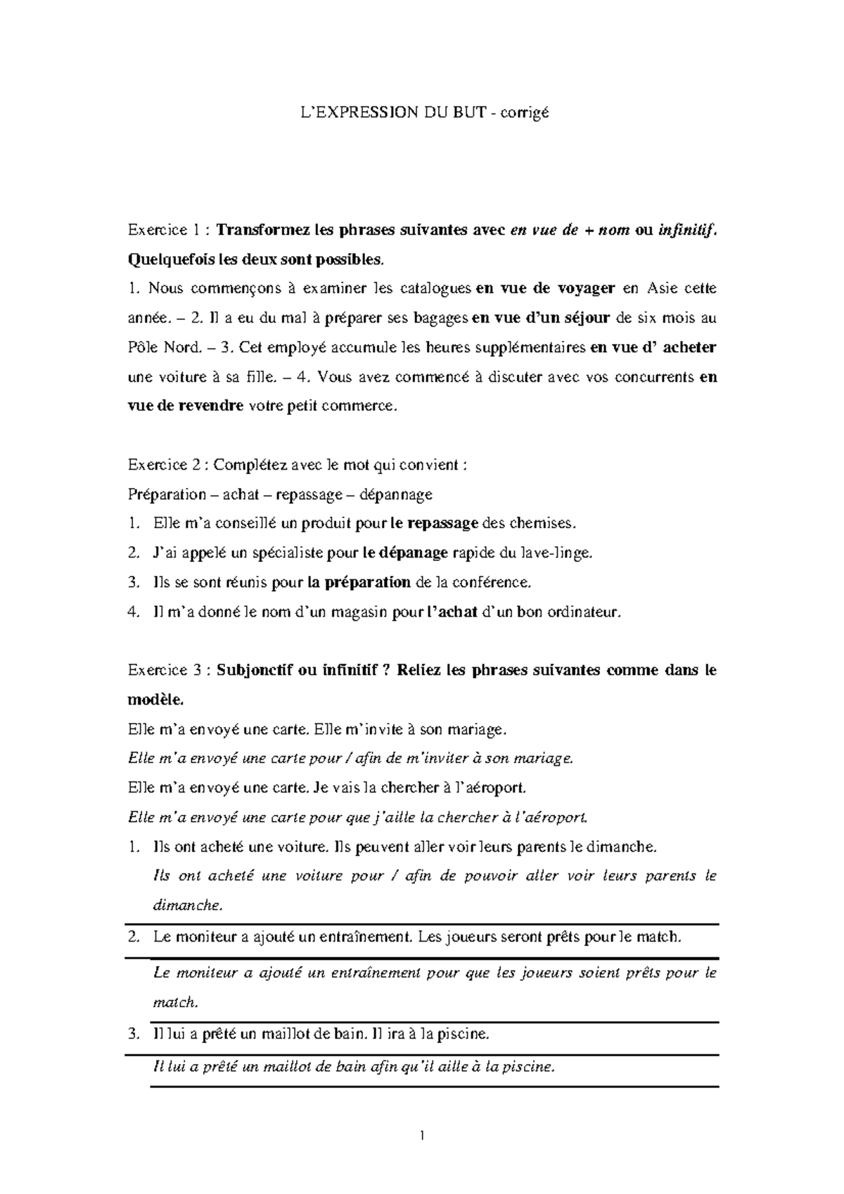 Expression du BUT cor - L’EXPRESSION DU BUT - corrigé Exercice 1 ...