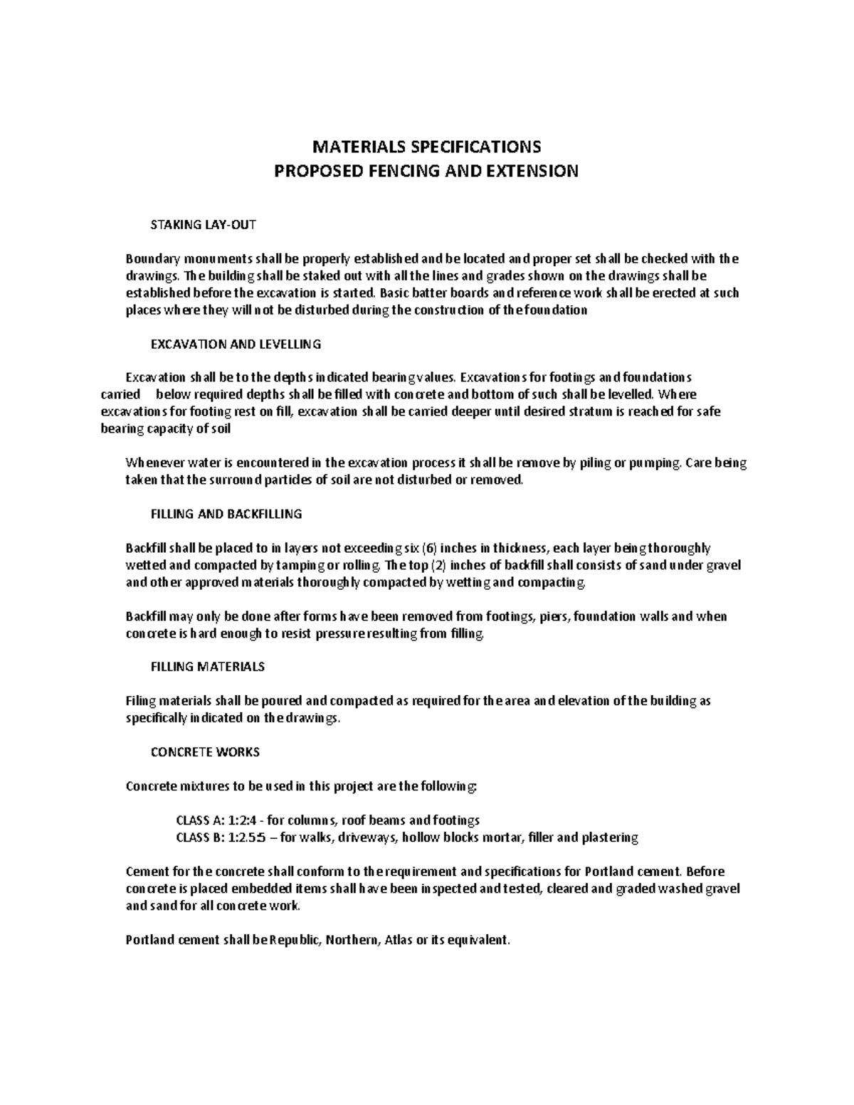 Specifications Fencing - MATERIALS SPECIFICATIONS PROPOSED FENCING AND ...