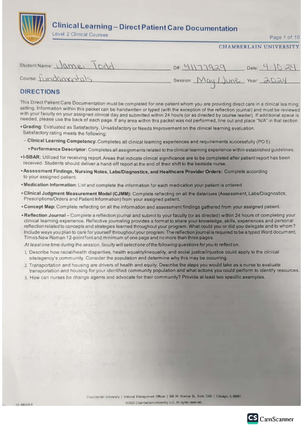 Patient care documentation - NR-226 - Studocu