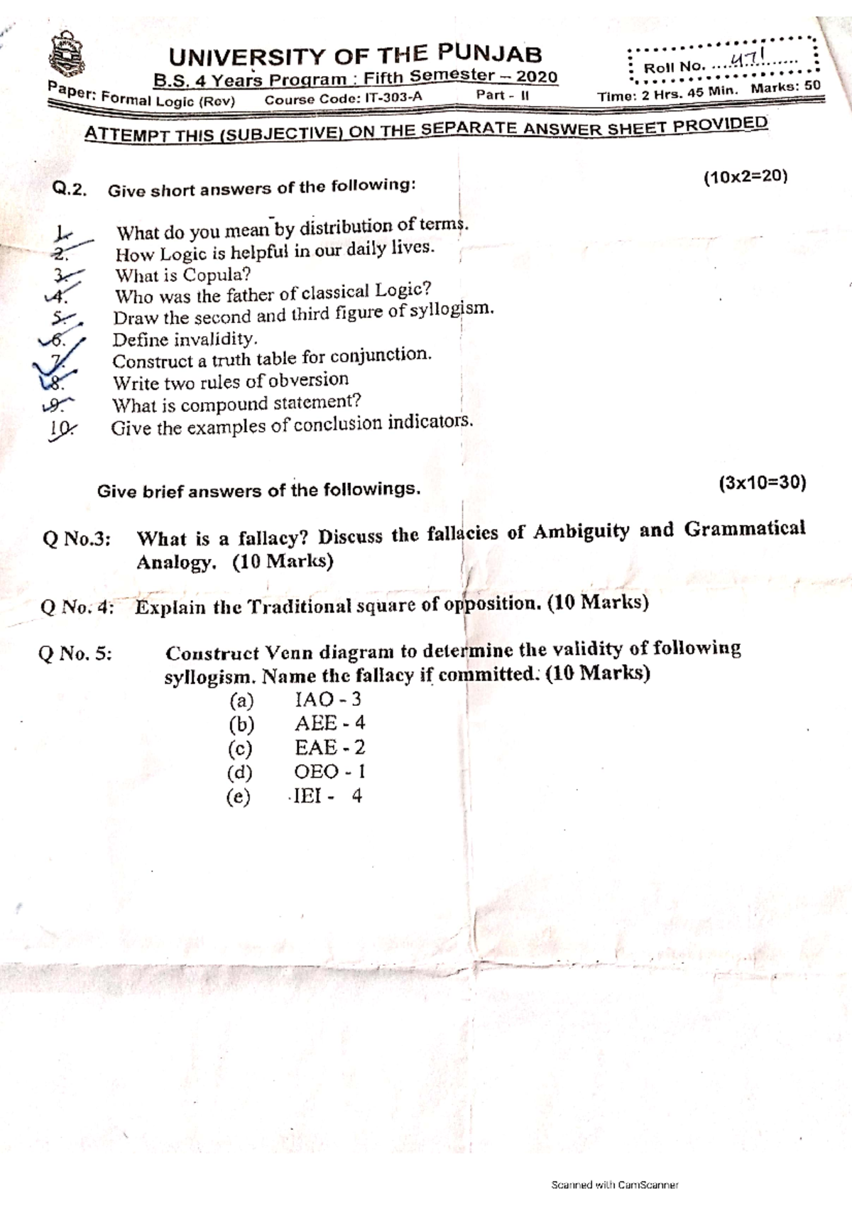 Bsit 5th semester pastpaper 2020 | IT past paper 2020 all subjects | pu ...