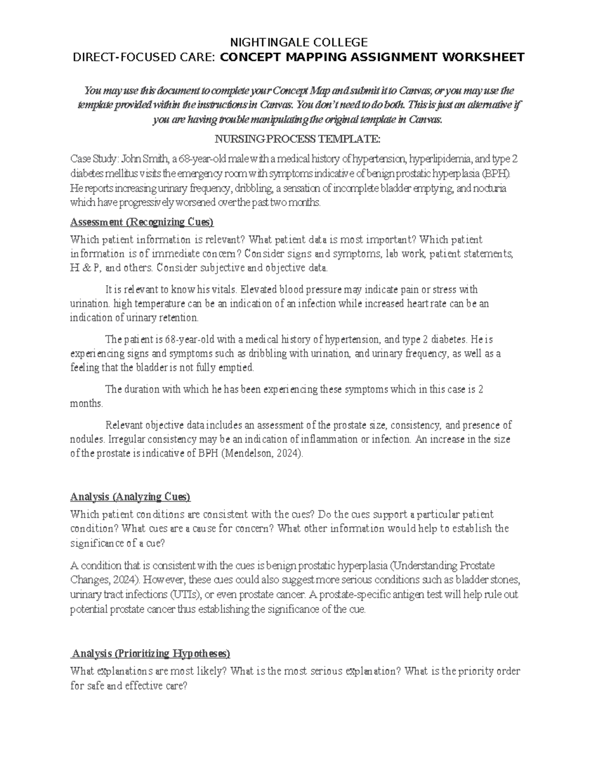 Concept Map Template - DIRECT-FOCUSED CARE: CONCEPT MAPPING ASSIGNMENT ...