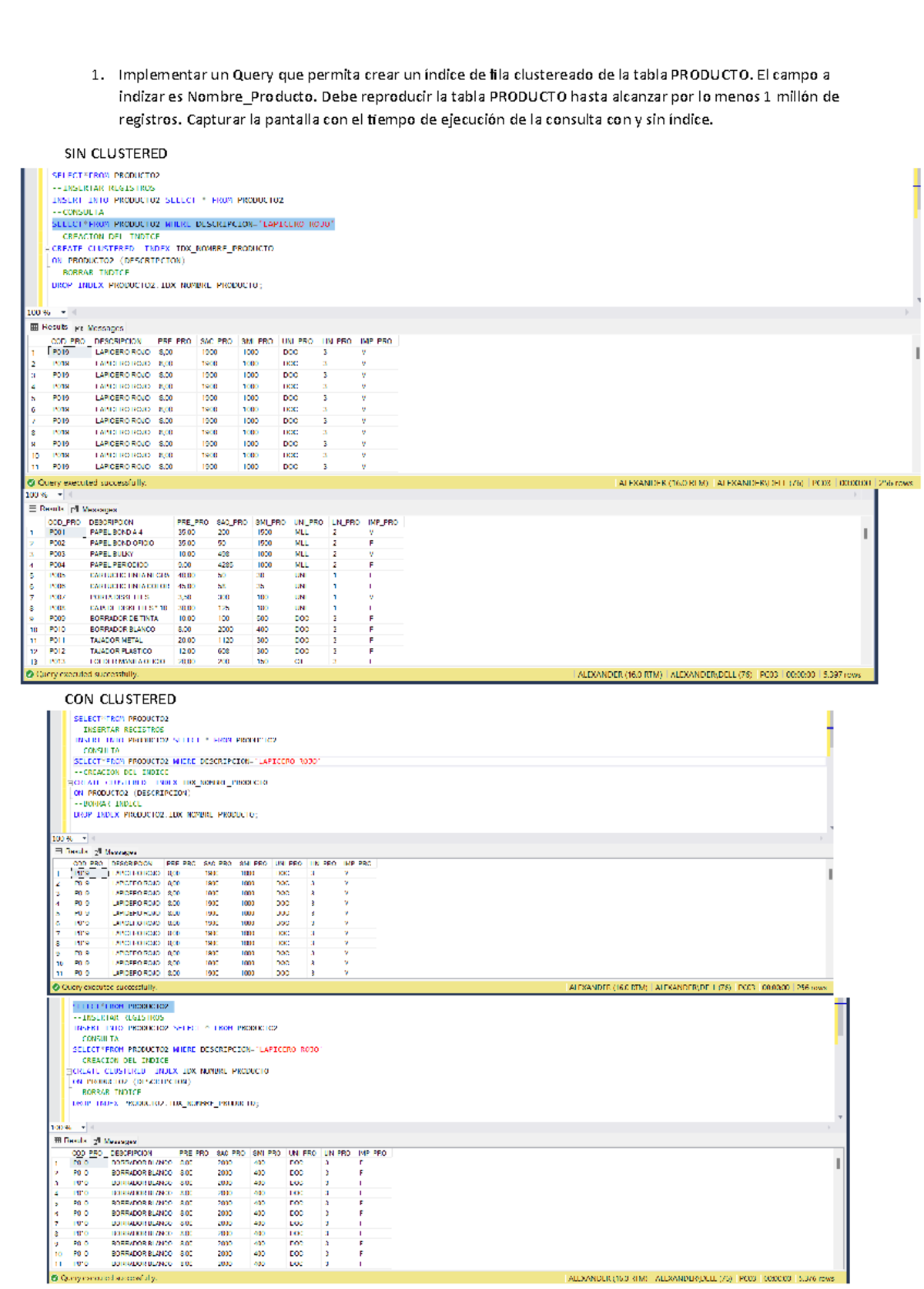 PC 03 - sddsd - Implementar un Query que permita crear un índice de ...
