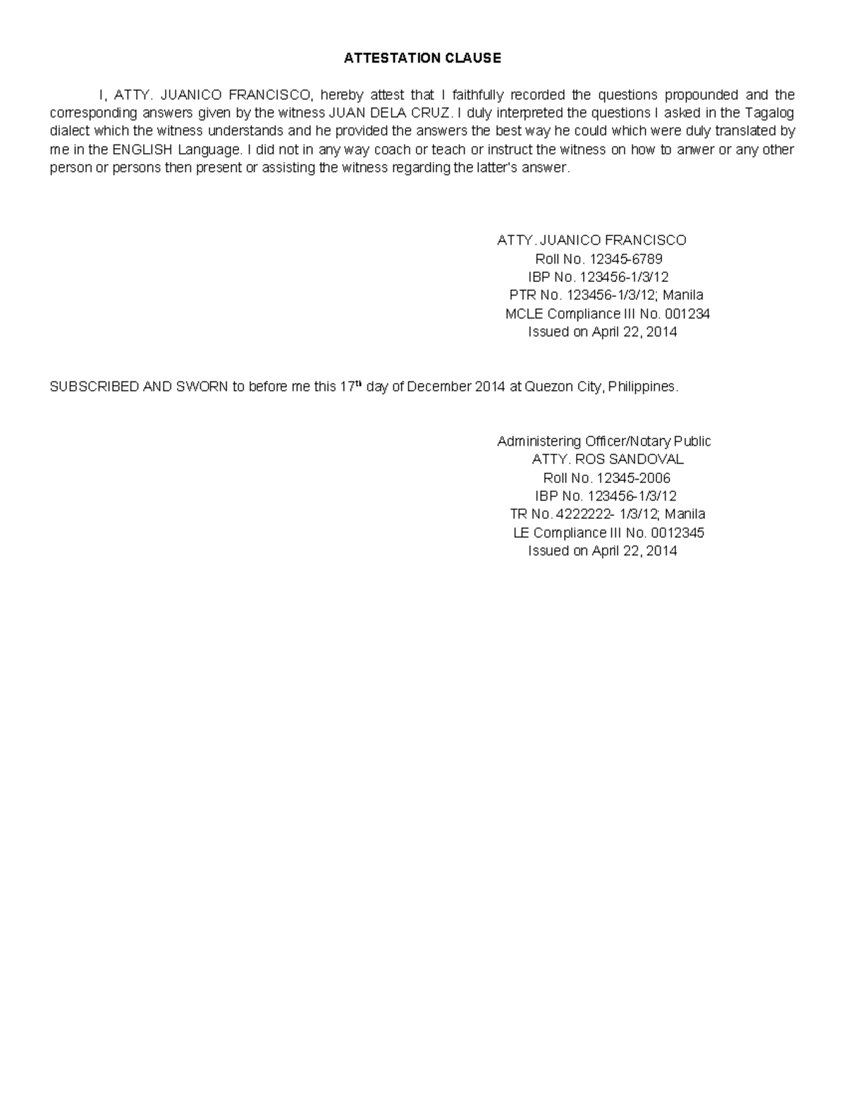 Attestation Clause - information on legal forms - ATTESTATION CLAUSE I ...