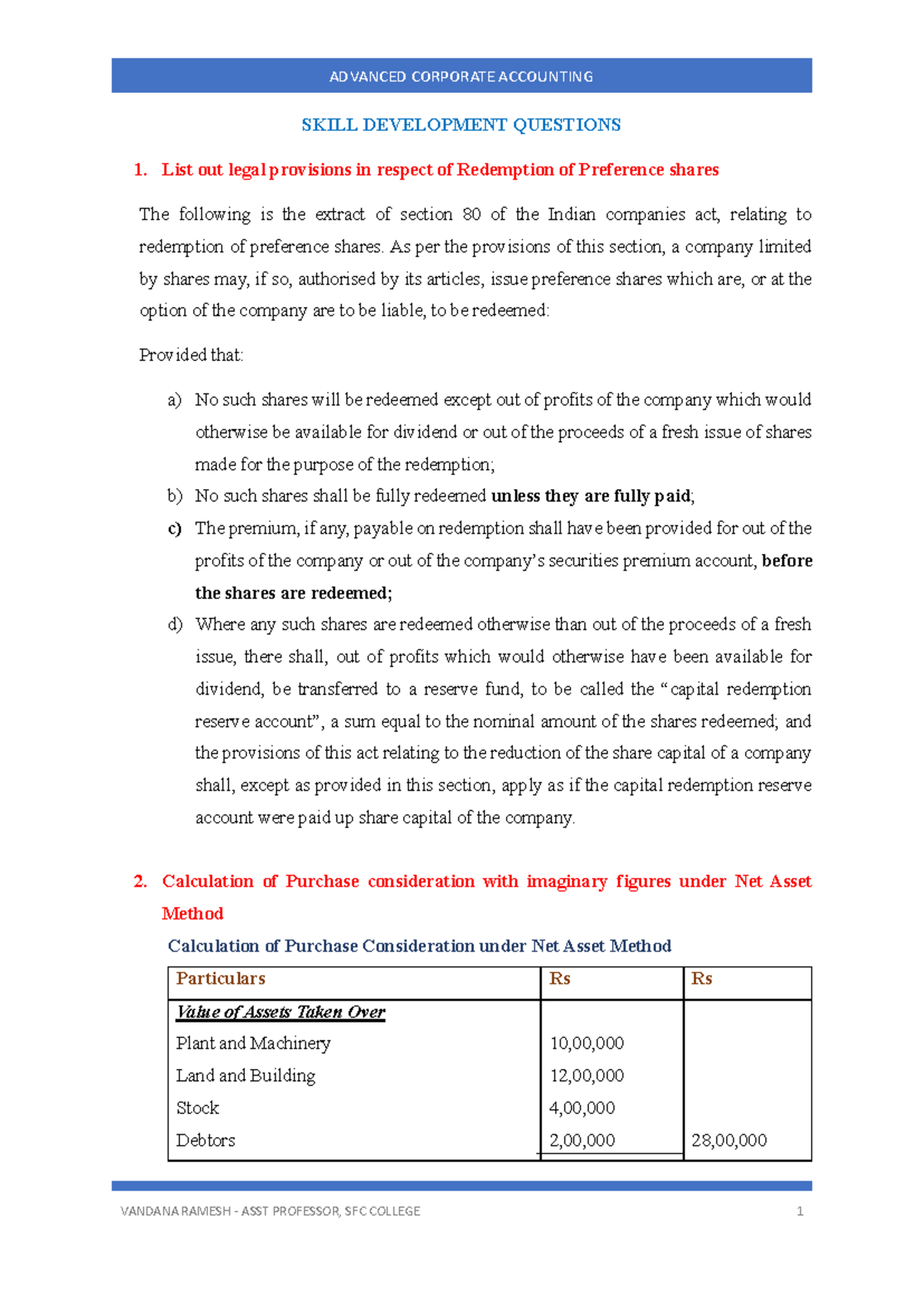 ACA Skill Development 4th sem b.com nep - VANDANA RAMESH - ASST ...