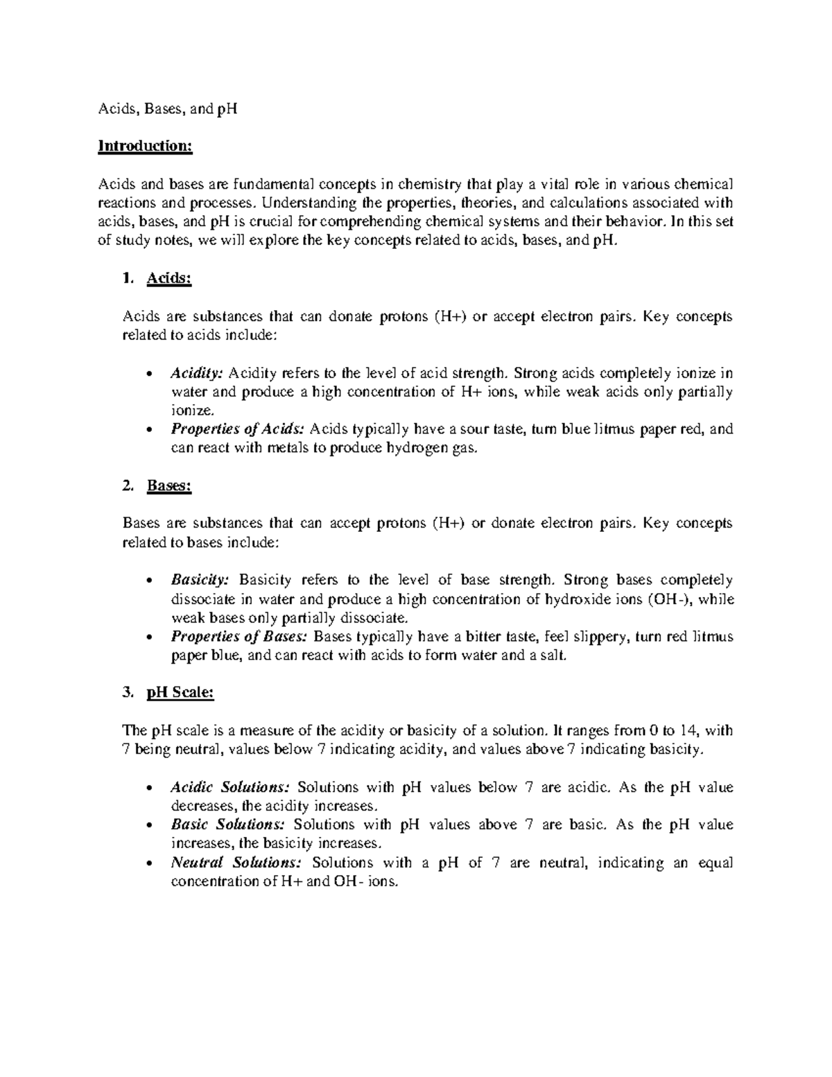 C 17 - Acids, Bases, and pH - Acids, Bases, and pH Introduction: Acids ...