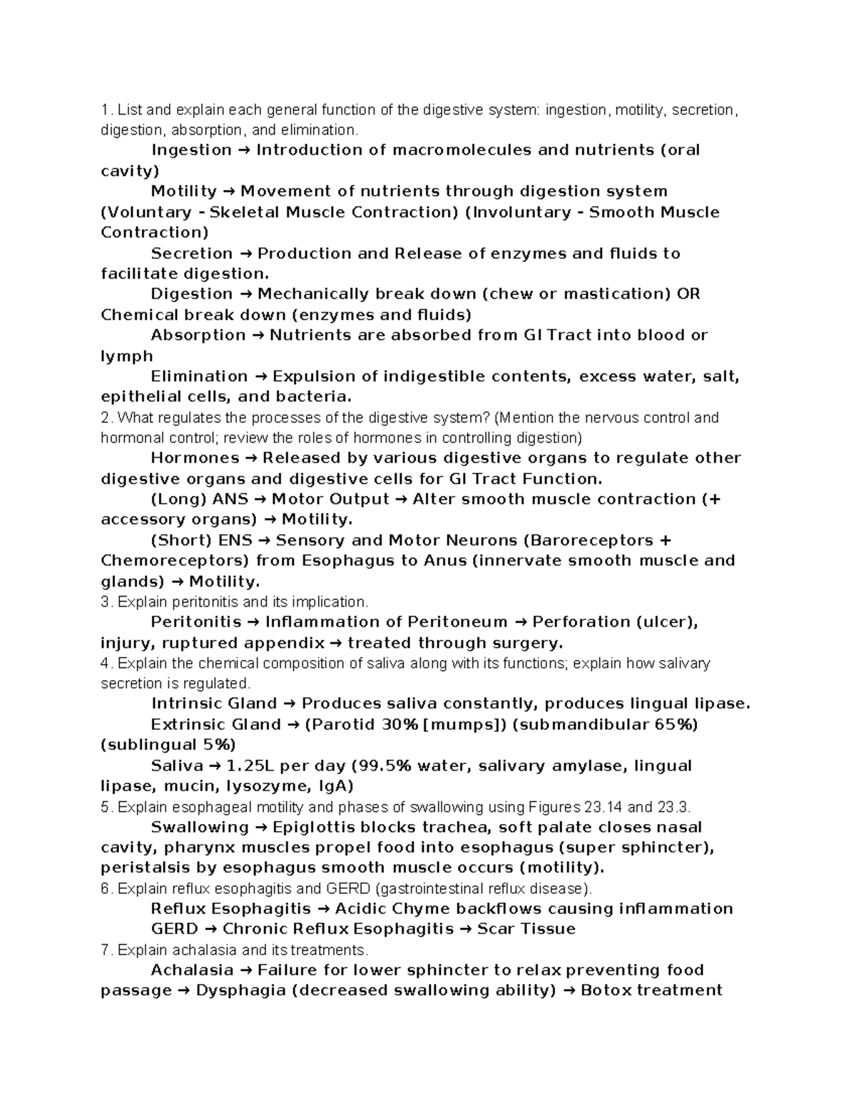 Digestion Study Guide - good - List and explain each general function ...